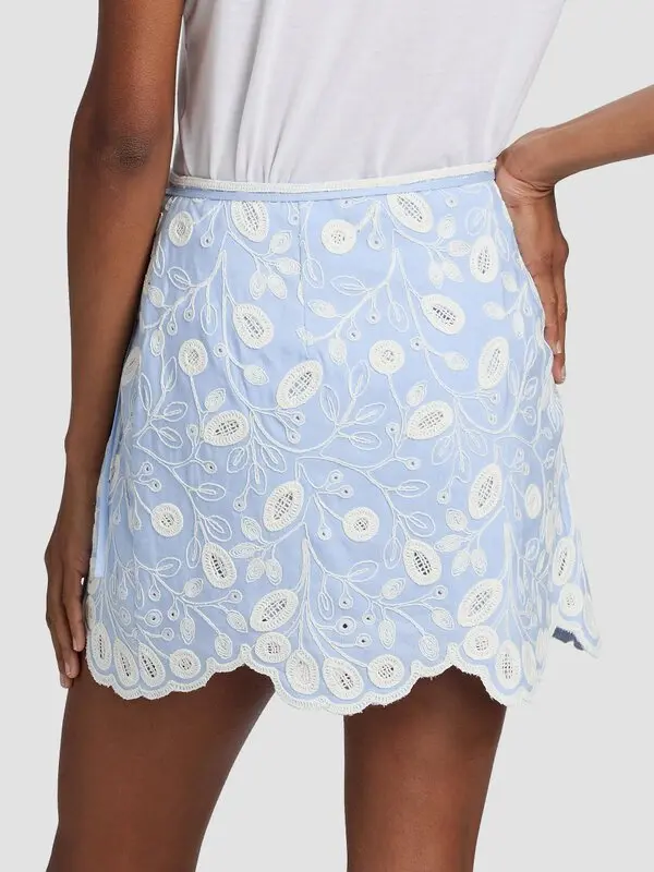 Simkhai Delaney Embroidered Linen-blend Mini Skirt - Tidepool Multi