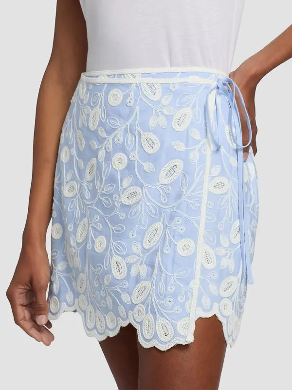 Simkhai Delaney Embroidered Linen-blend Mini Skirt - Tidepool Multi