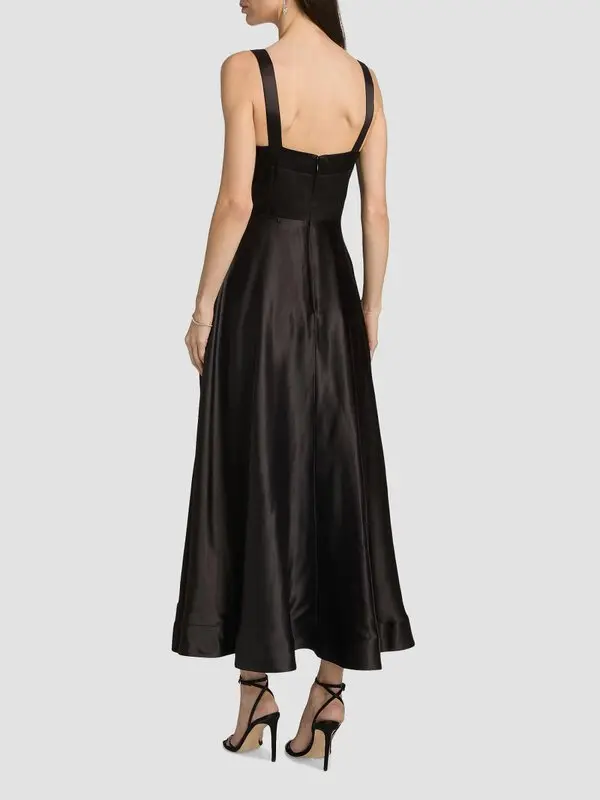 AS IT MAY Satin Embroidered Floral Cocktail Dress