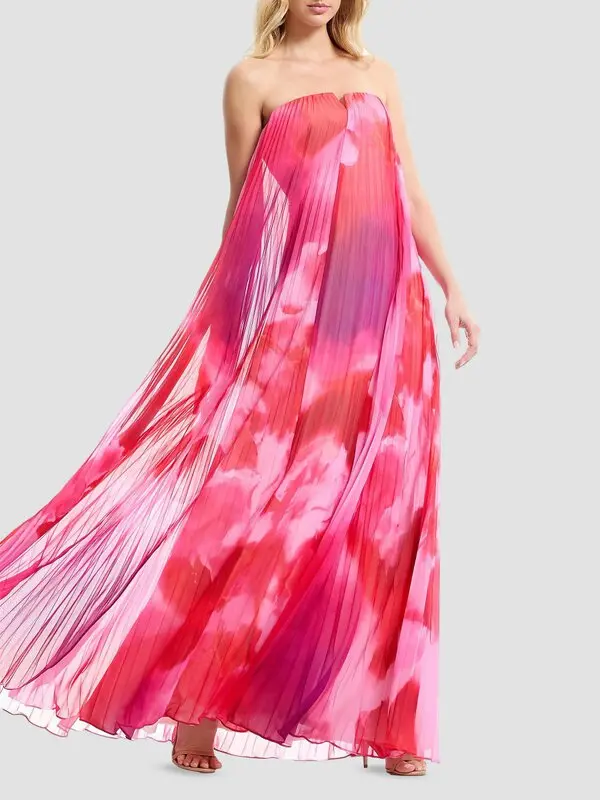 Dress The Population Kelston Plissé Strapless Dress