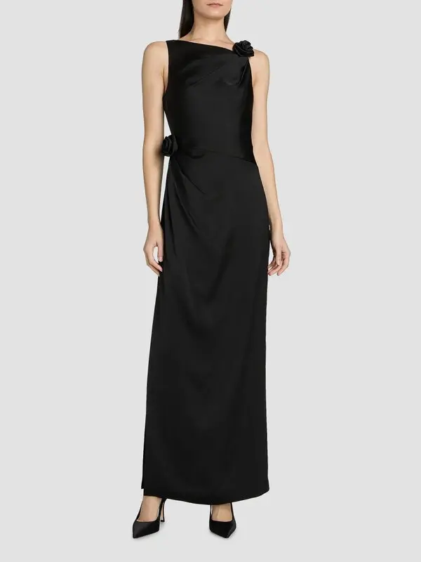 AS IT MAY Rosette Draped Column Gown