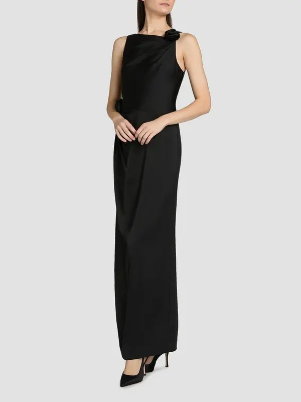 AS IT MAY Rosette Draped Column Gown