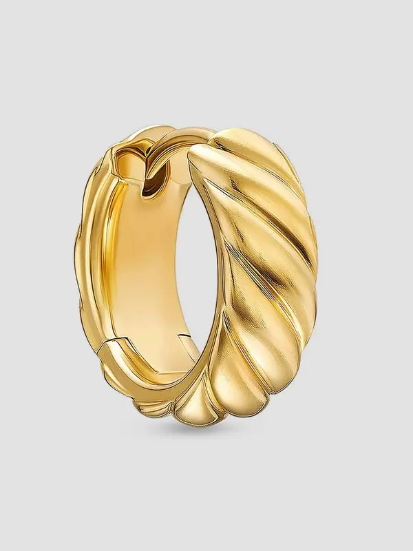 David Yurman Sculpted Cable Hoop Earring In 18k Yellow 12.8mm