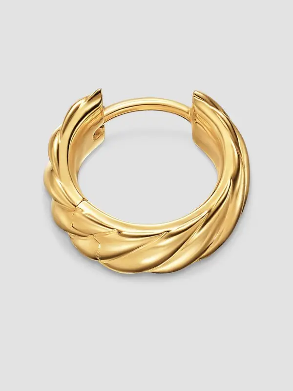 David Yurman Sculpted Cable Hoop Earring In 18k Yellow 12.8mm