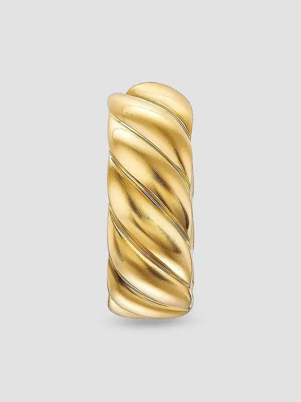David Yurman Sculpted Cable Hoop Earring In 18k Yellow 12.8mm