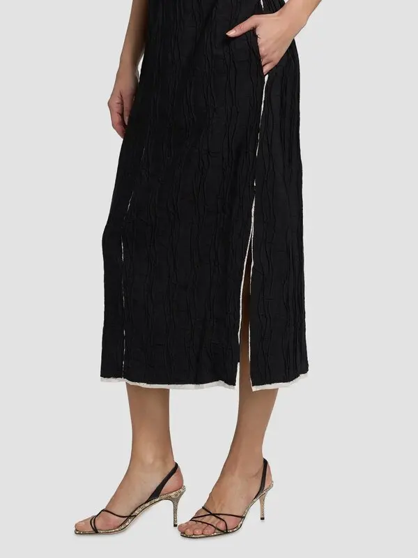 Simkhai Leah Wavy Midi-dress - Black Multi