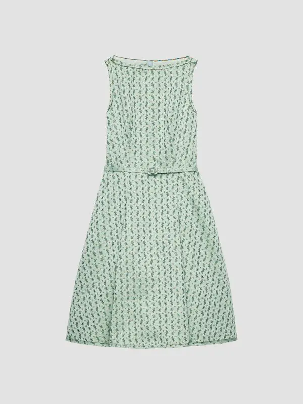 Prada Floral Print Duchess Dress - Green