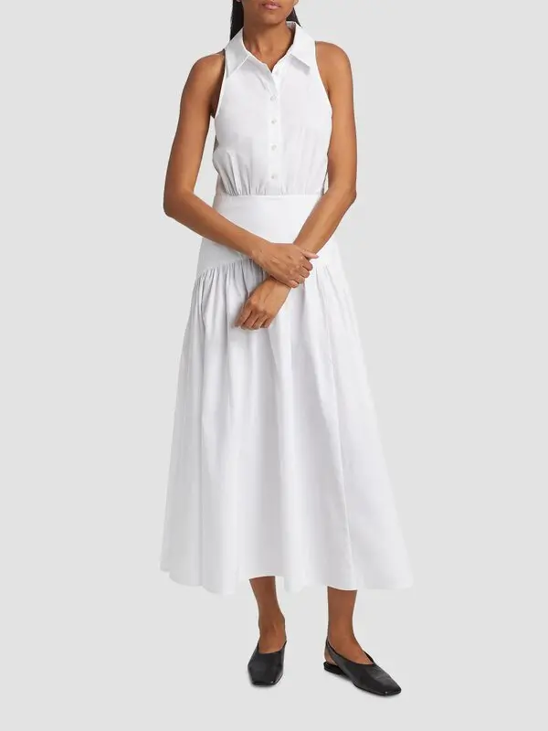 Staud Romy Stretch Poplin Fit & Flare Shirtdress
