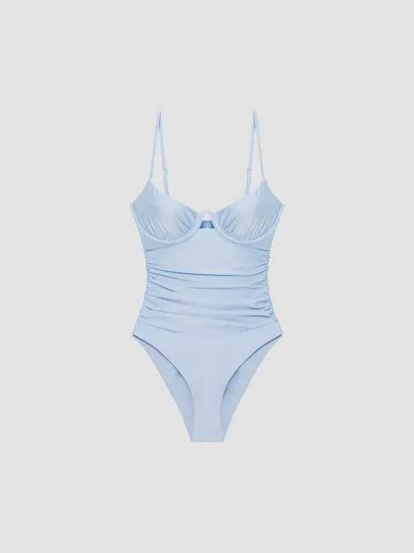Simkhai Laine Ruched One-piece Swimsuit - Tidepool