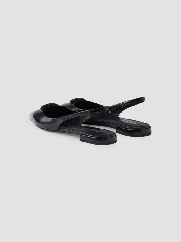 Prada Brushed Leather Slingback Ballerinas