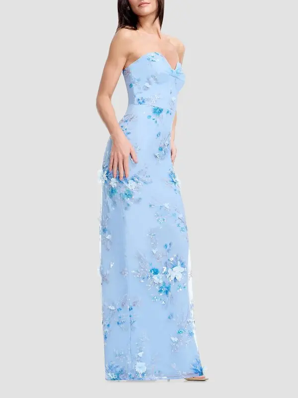 Dress The Population Daisy Embroidered Floral Column Gown