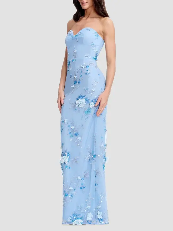 Dress The Population Daisy Embroidered Floral Column Gown