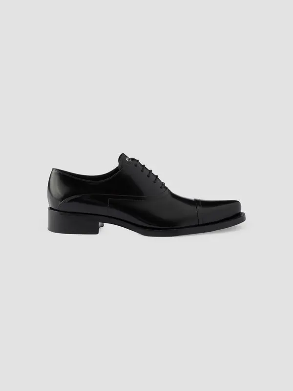 Prada Brushed Leather Lace-up Oxford Shoes