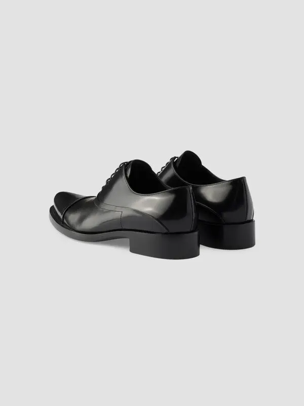 Prada Brushed Leather Lace-up Oxford Shoes