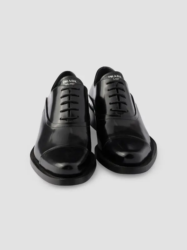 Prada Brushed Leather Lace-up Oxford Shoes