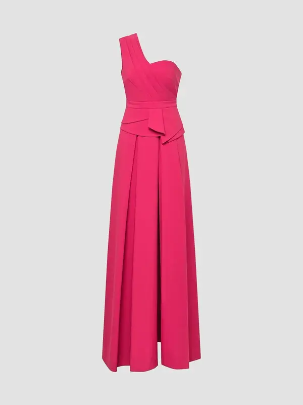 KAY UNGER Everette One-shoulder Walk-thru Jumpsuit - Raspberry