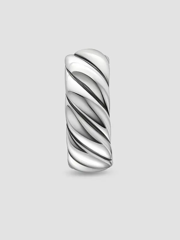 David Yurman Sculpted Cable Hoop Earring In Sterling 12.8mm