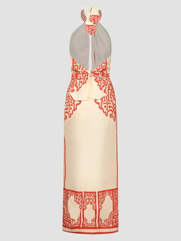 Johanna Ortiz Sunset Script Halter Maxi Dress