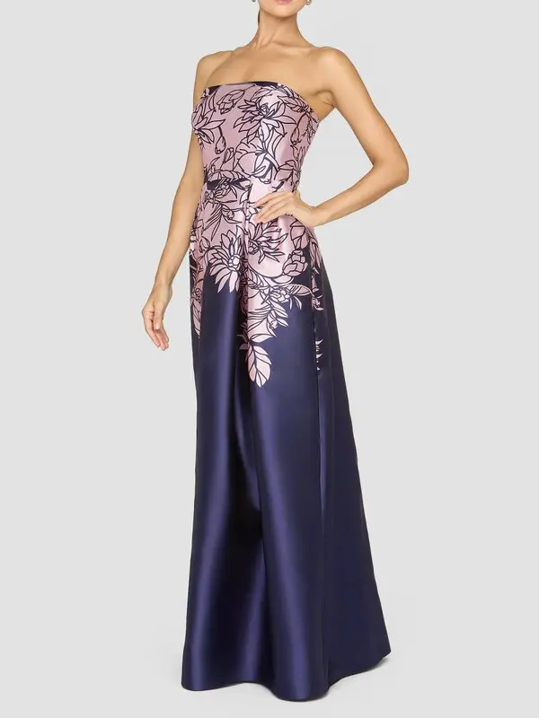KAY UNGER Leona Floral Strapless Gown