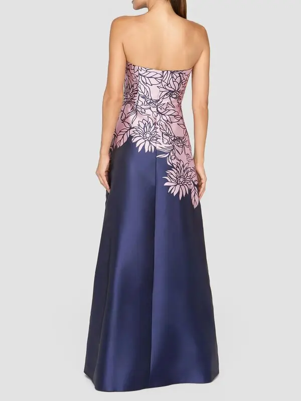KAY UNGER Leona Floral Strapless Gown