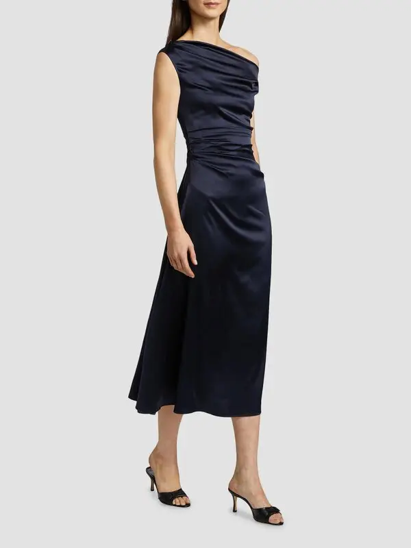 Staud Phare Silk Drape Midi-dress