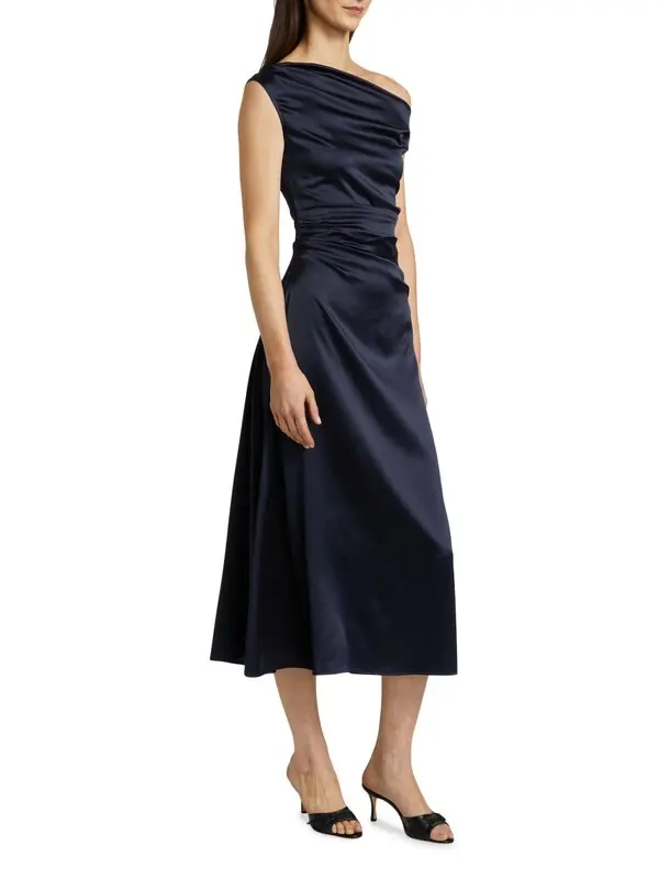 Staud Phare Silk Drape Midi-dress