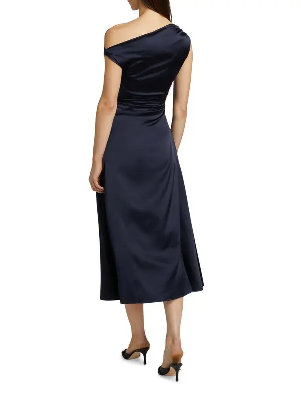 Staud Phare Silk Drape Midi-dress
