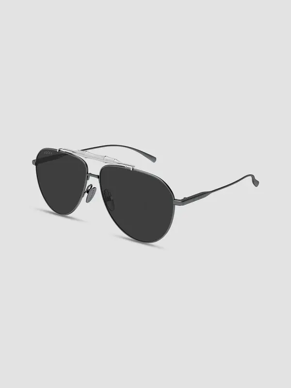 Gucci Bamboo Metal 60mm Pilot Sunglasses