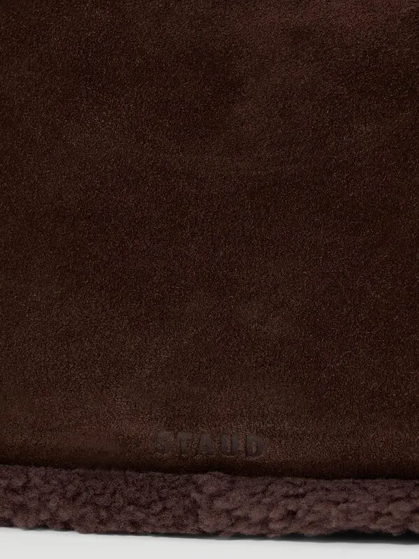 Staud Medium Harlow Shearling-trim Suede Bag