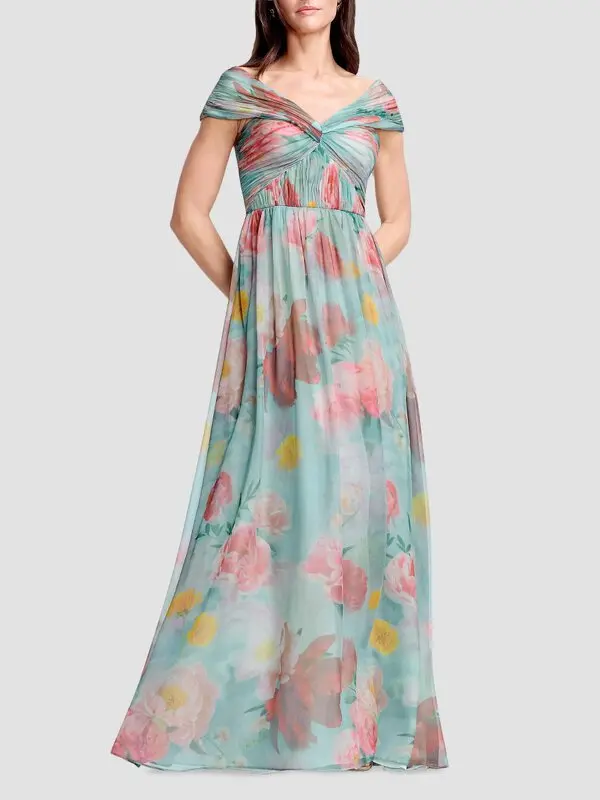 Dress The Population Xyla Floral Chiffon A-line Gown