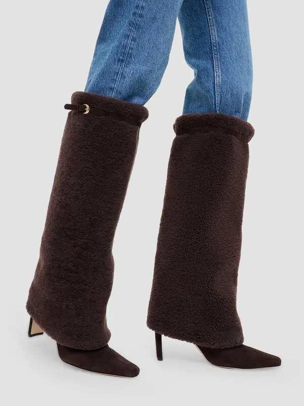 Staud Wally 90mm Shearling Foldover Boots