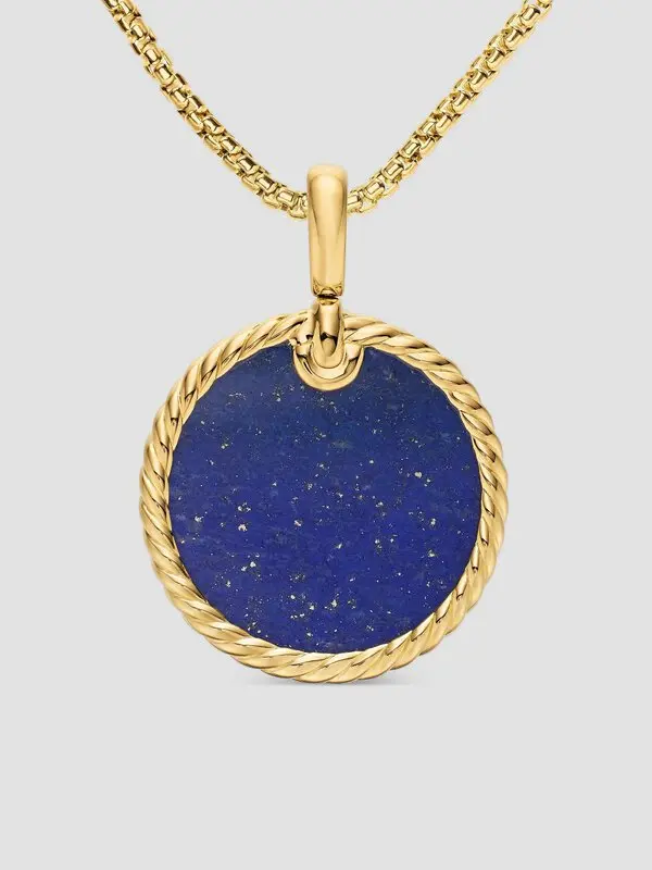 David Yurman Dy Elets Disc Pendant In 18k Yellow Gold - Lapis Lazuli
