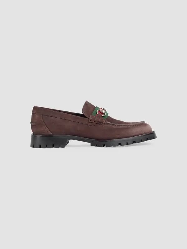 Gucci Sylke Horsebit Suede & Lug Sole Loafers - Coffee