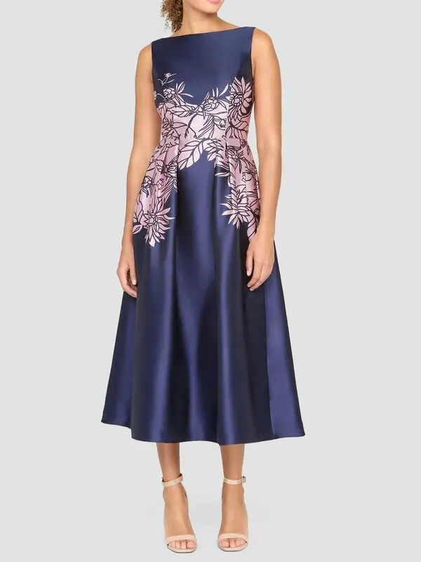 KAY UNGER Evaline Satin Tea-length Dress