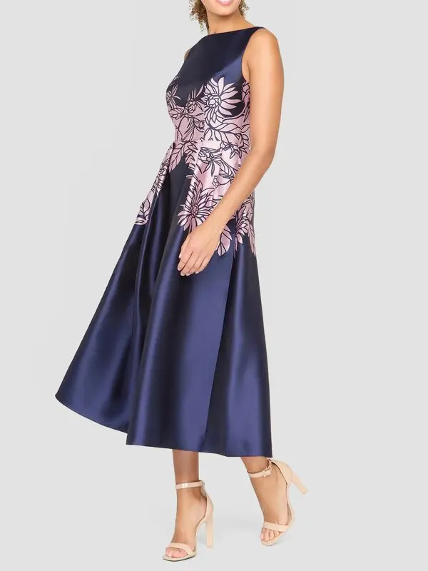 KAY UNGER Evaline Satin Tea-length Dress