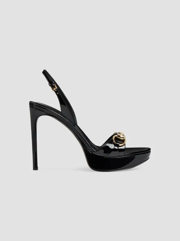 Gucci Donna 105mm Horsebit Platform Sandal - Black