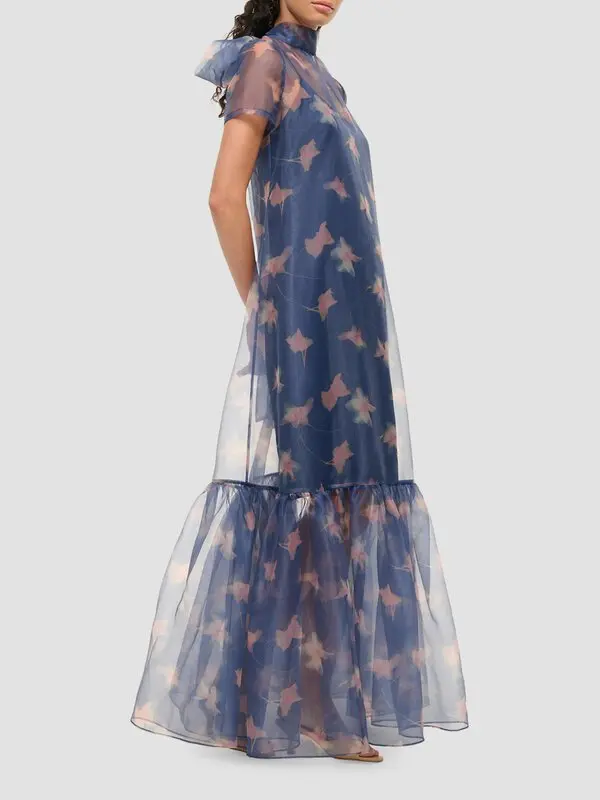 Staud Calluna Ruffled Sheer Floral Organza Gown