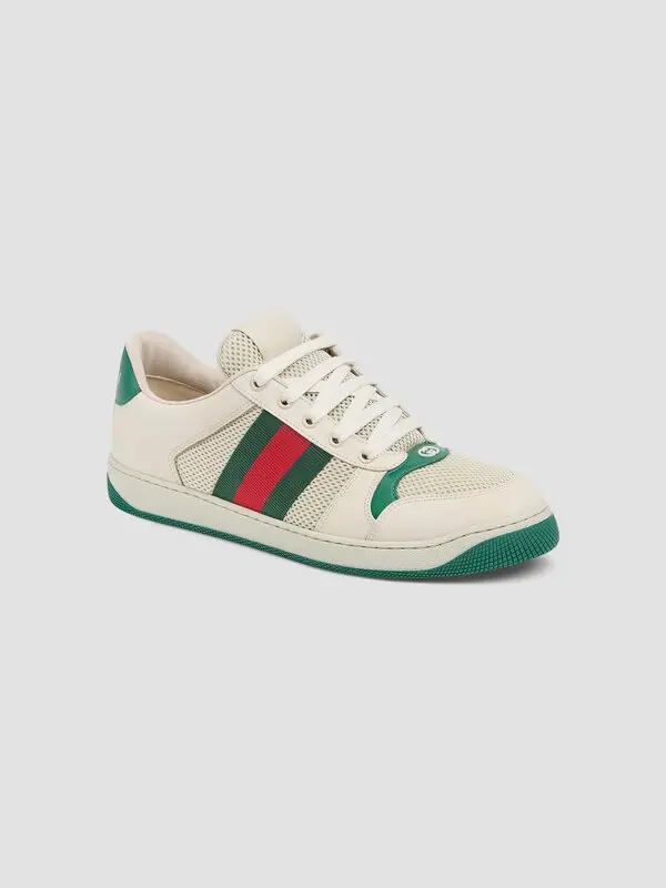 Gucci Screener Leather & Mesh Low-top Sneakers - Sand