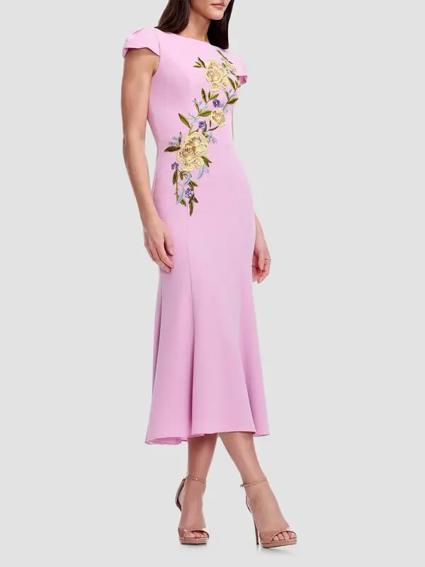 Dress The Population Sheryl Embroidered Midi-dress