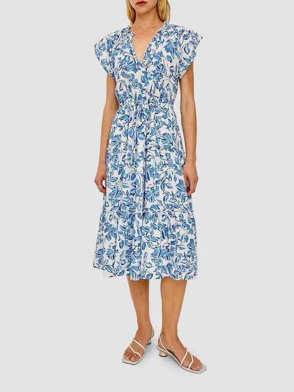 Rails Juni Leaf-print Linen-blend Midi-dress