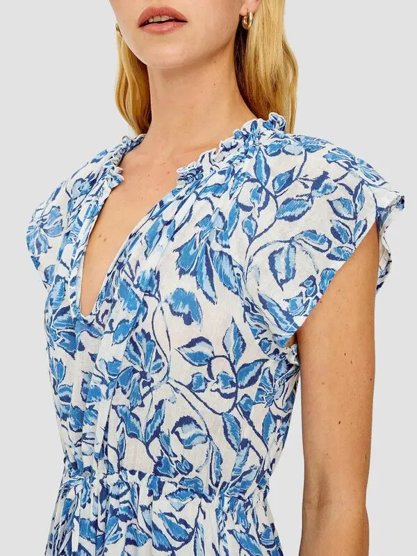 Rails Juni Leaf-print Linen-blend Midi-dress