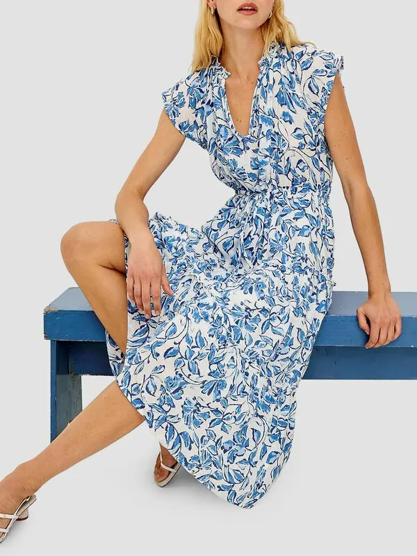 Rails Juni Leaf-print Linen-blend Midi-dress