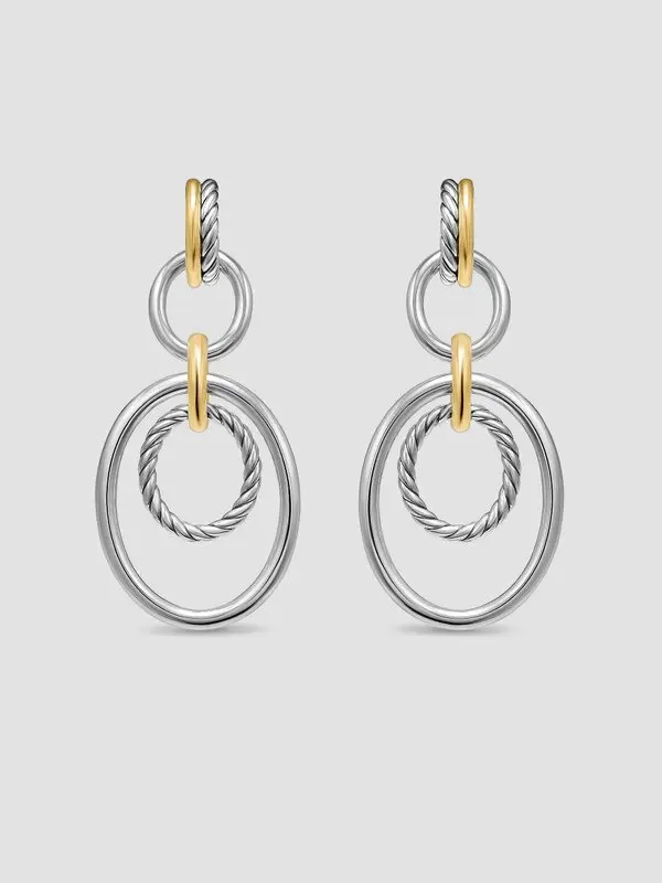 David Yurman Dy Mercer Mobile Drop Earrings In Sterling With 18k Yellow Gold, 65.7mm - Silver