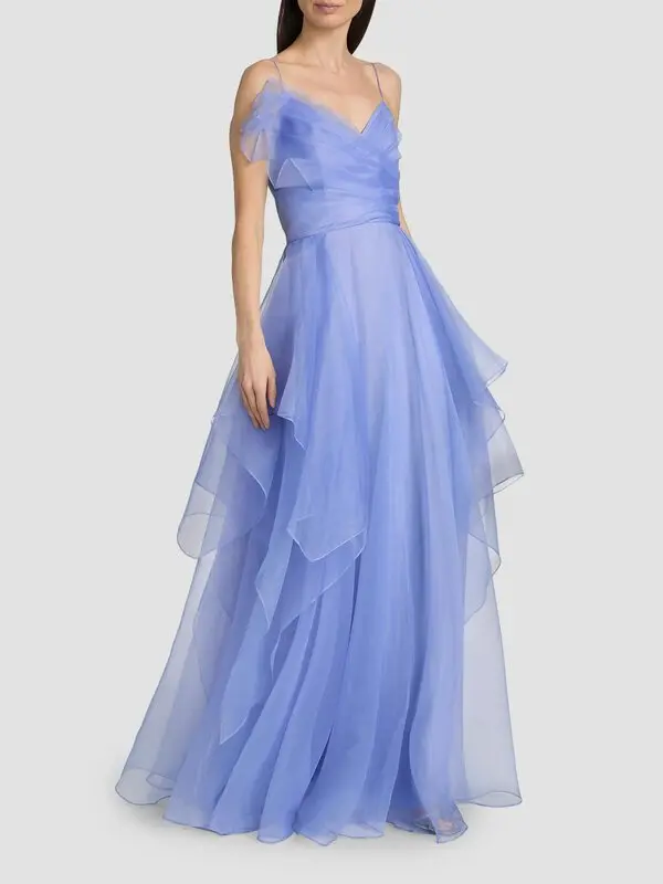 Theia Adessia Strapless Tiered Gown