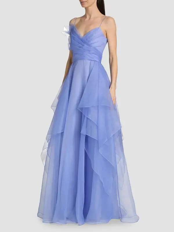 Theia Adessia Strapless Tiered Gown
