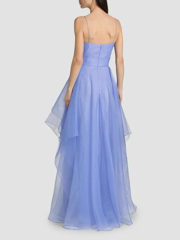Theia Adessia Strapless Tiered Gown