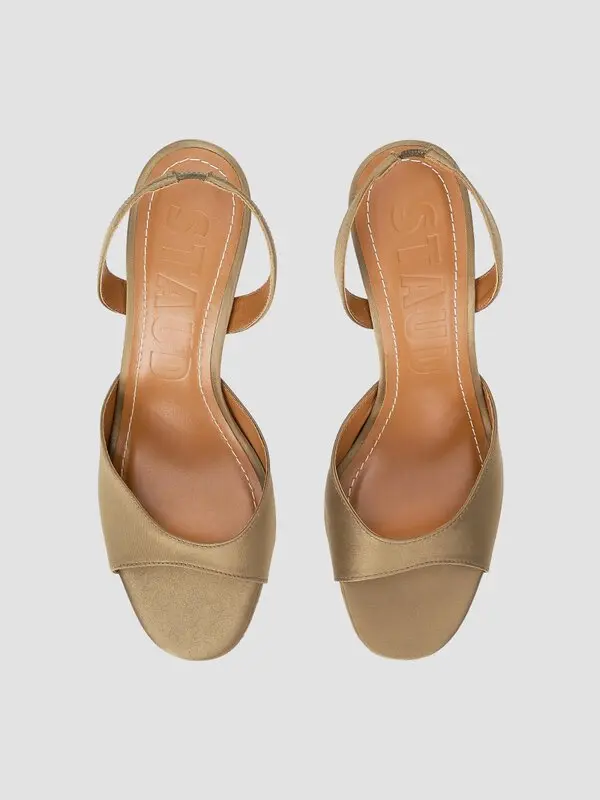 Staud Brigitte Satin Slingback Sandals - Truffle