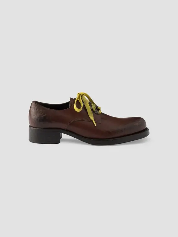 Prada Antiqued Leather Lace-up Shoes - Brown