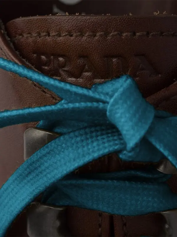 Prada Antiqued Leather Lace-up Shoes - Brown