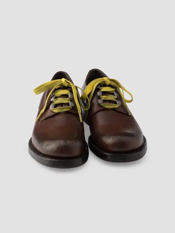 Prada Antiqued Leather Lace-up Shoes - Brown